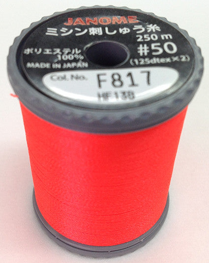 Fluorescent Embroidery Thread Vermillion - Janome J-Shop